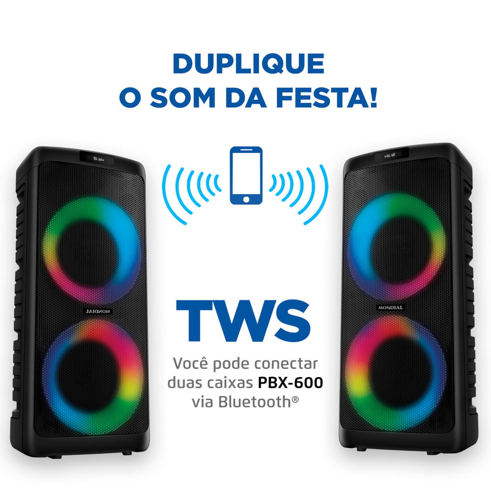 Party Box Mondial Preto 600W Bivolt PBX-600-A